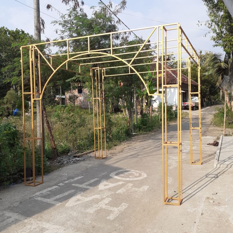 Jual Pergola gazebo besi gate pintu masuk jalan double dekorasi ...
