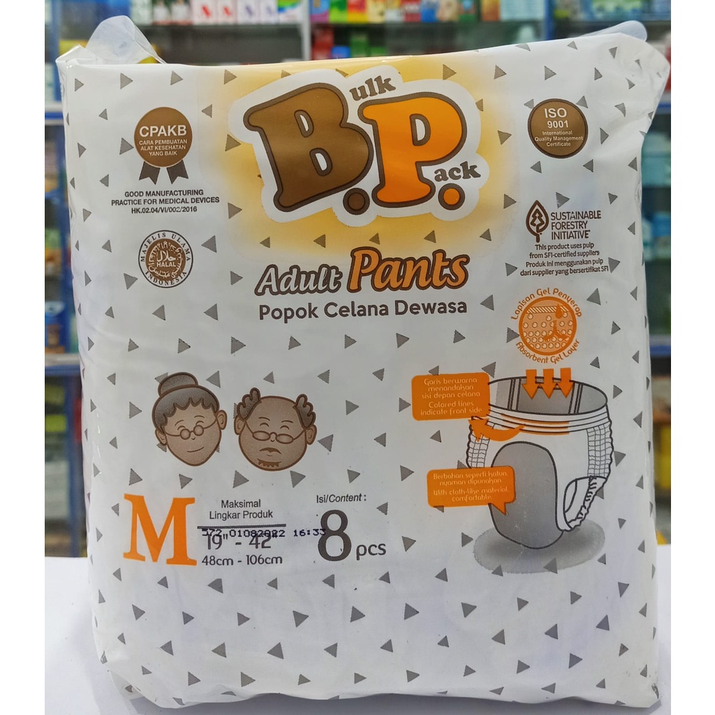 Jual Popok Celana Dewasa BP Bulk Pack Ukuran M 8 Pcs | Shopee Indonesia