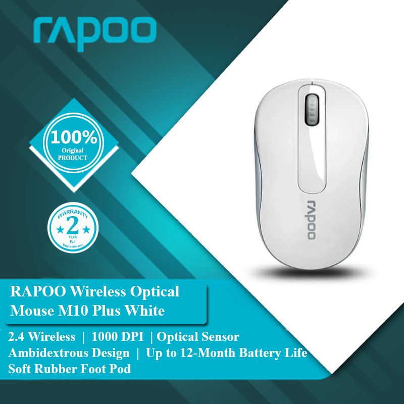Jual Mouse Wireless RAPOO M10 Plus Optical Mouse Garansi Resmi - White ...