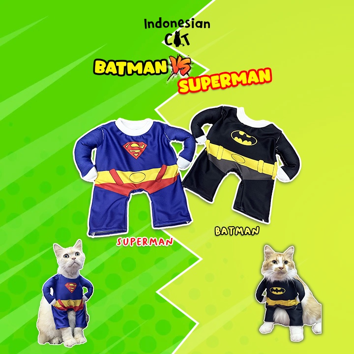 Jual 𝗜𝗻𝗱𝗼𝗻𝗲𝘀𝗶𝗮𝗻𝗰𝗮𝘁 - Baju Kucing Kostum Superhero Batman Vs Superman ...