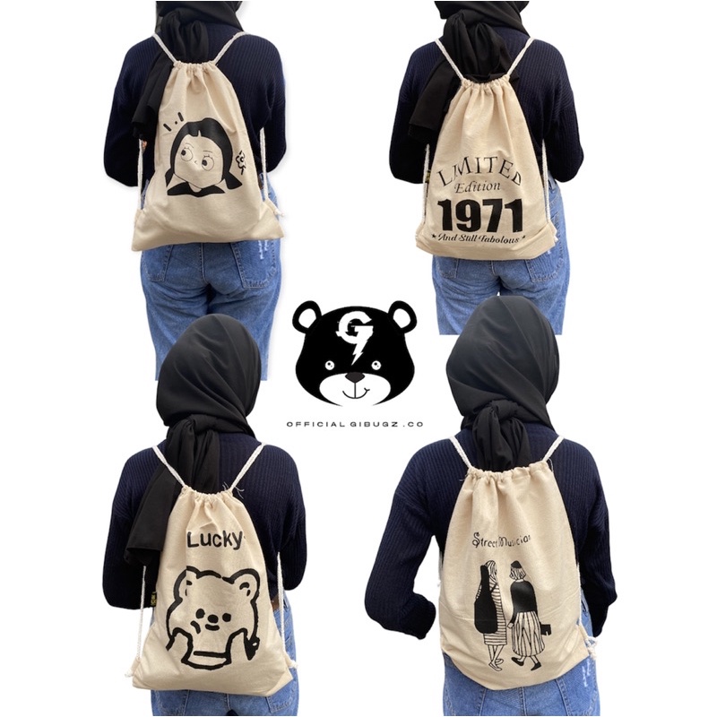Jual tas serut katun kanvas premium tebal tas sumbu -GIBUGZ | Shopee ...
