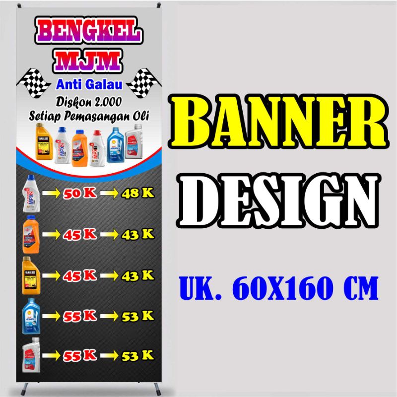 Jual Spanduk Banner Bengkel Ganti Oli, Jalan Oli, Jualan Sparepart, Keren Bagus | Shopee Indonesia