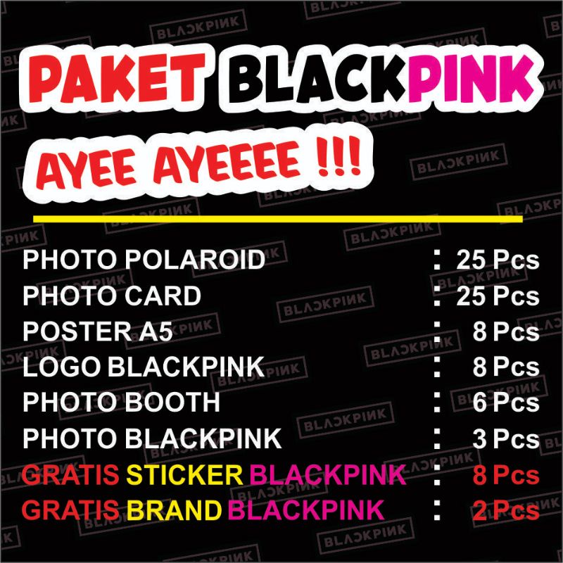 Jual Paket Blackipink ayee ayeee ( Gratis Sovenir Poster Ganci Sticker ...