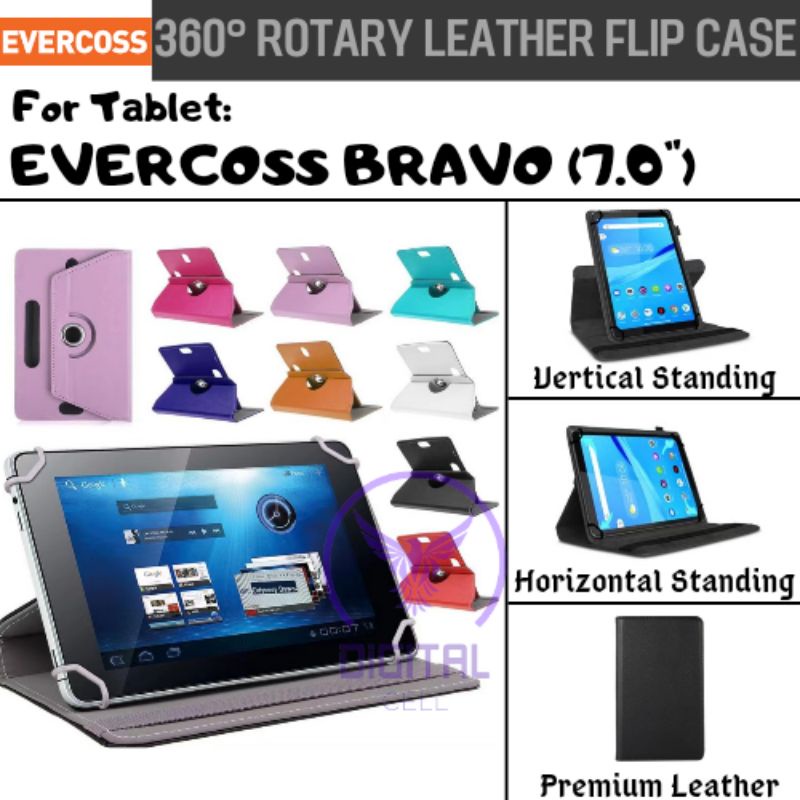 Jual EVERCOSS BRAVO TAB U70C X7 TABLET 7 INCH ROTARY CASE LEATHER FLIP ...