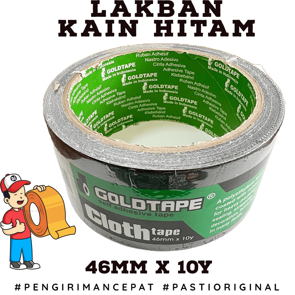 Jual Lakban kain hitam GOLDTAPE 2 inch 46mm 10 Y CLOTH PER 1 ROLL ...