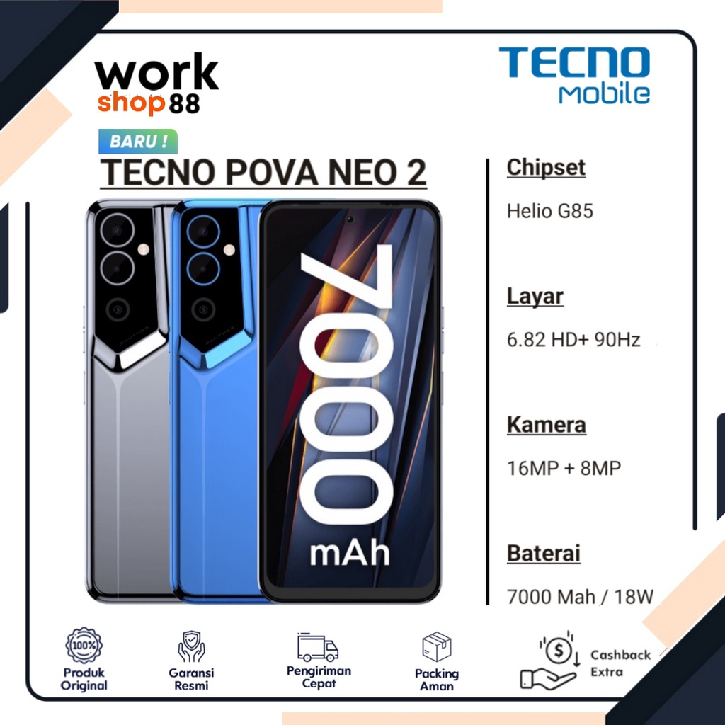 Jual Produk Baru - HP Tecno POVA Neo 2 NFC - [6GB + 5GB Extended Up To ...