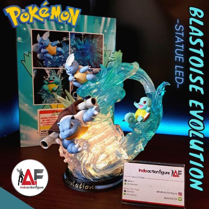 Jual PREMIUM Statue Pokemon Squirtle Wartotle Blastoise evolution LED ...