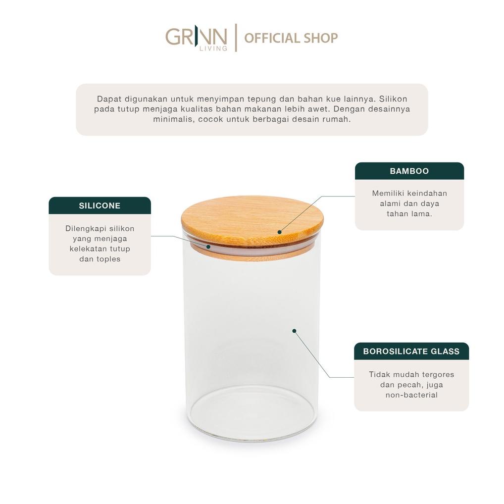 Jual *Promo* GRINN LIVING Neron Jar / Toples Kaca Tutup Kayu / Bambu untuk Tempat Kopi / Teh ...