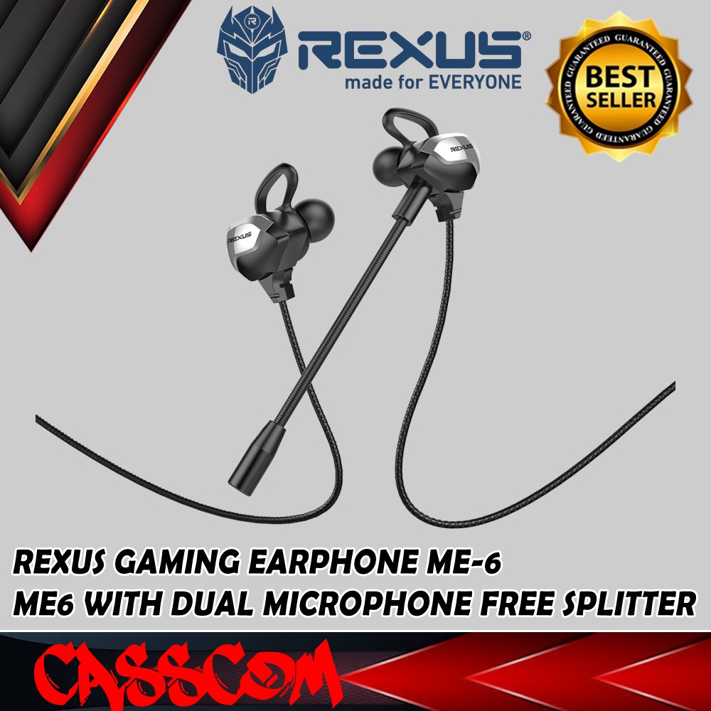 Jual Rexus Gaming Earphone ME-6 / ME6 with Dual Microphone Free ...
