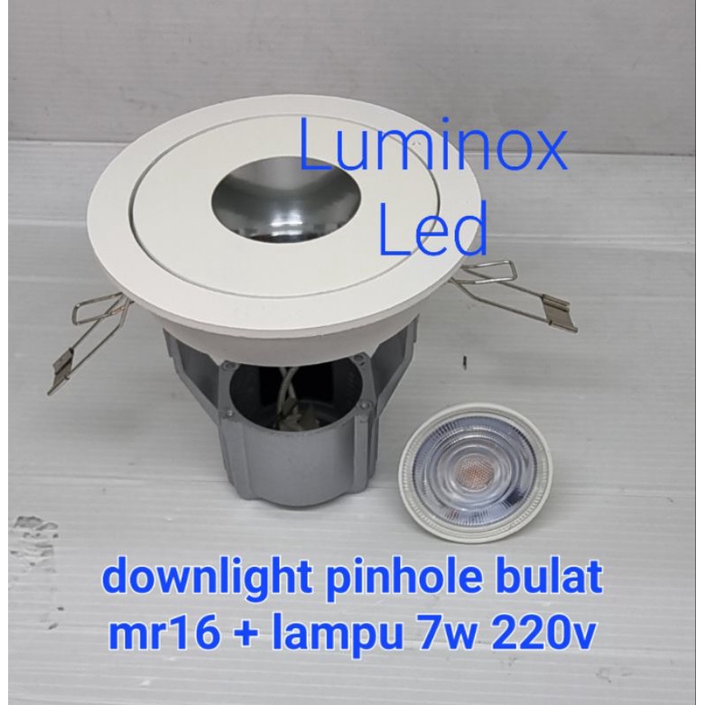 Jual kap pinhole bulat mr16 + lampu 3000k 7watt 7w / spot light plafon ...