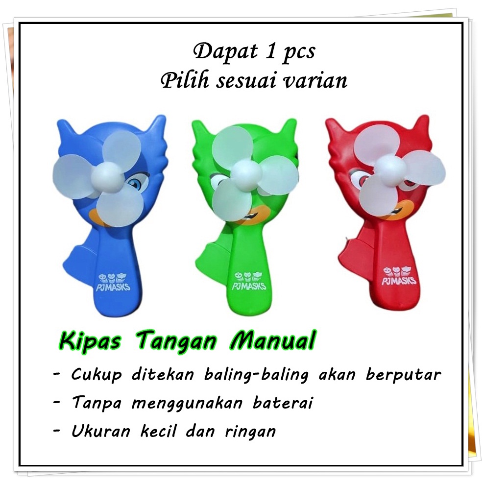 Jual Kipas Angin Tangan Manual - Mini Hand Fan PJ MASKS Keroppi Rusa ...
