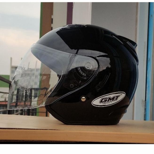Jual HELM HALF FACE DOUBLE VISOR||GMT BLACK DOFF ORIGINAL||HELM MOTOR ...