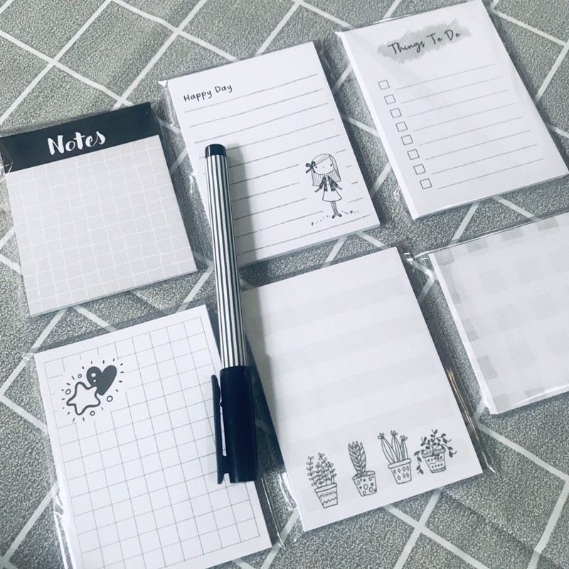 Jual Estudio 1pcs tear-off notes mini hitam putih monochrome | Shopee ...