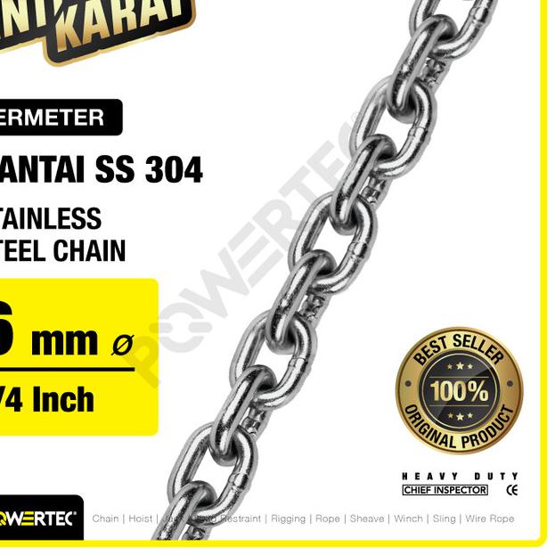 Jual Rantai SS 304 6mm Stainless Steel Chain POWERTEC - Meteran | Shopee Indonesia