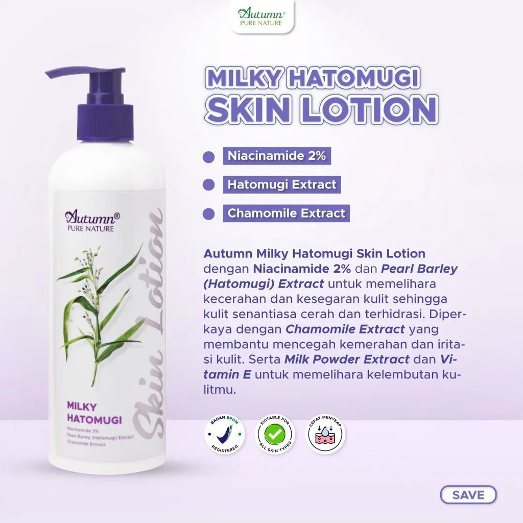 Jual Autumn Milky Hatomugi Skin Lotion 500ml [ Body Lotion ] | Shopee ...