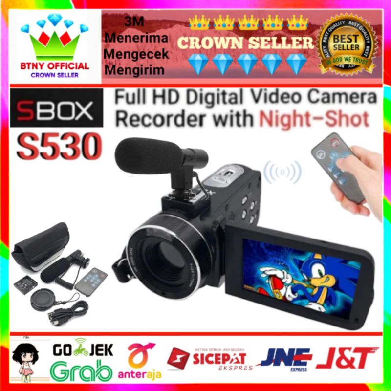 Jual SBOX S530 HandyCam Full HD 24.0 MP Hitam Free Mic Vlog - RESMI ...