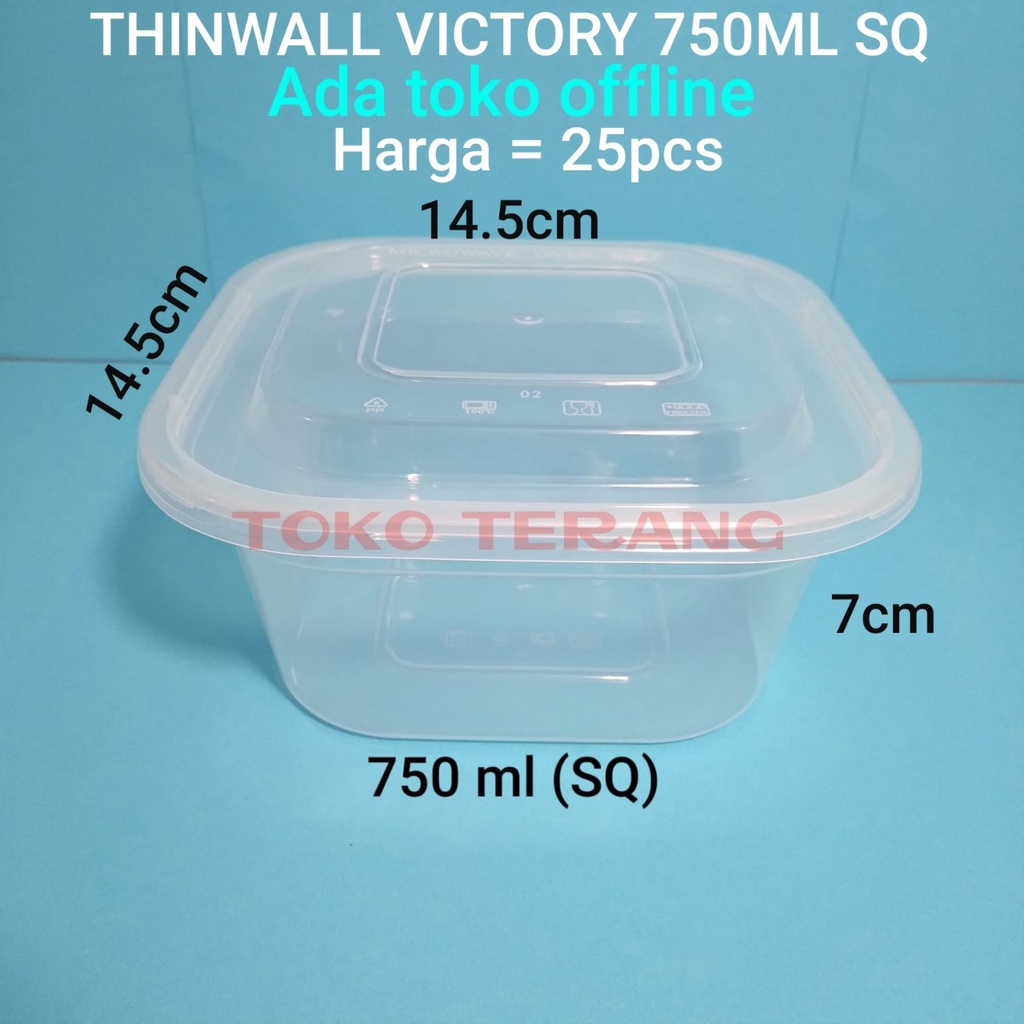 Jual Thinwall food container 750ml kotak SQ/Cup salad/Cup puding/Dessert box/ Tempat penyimpanan ...