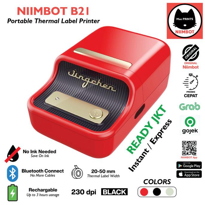 Jual B21 Niimbot Thermal Printer Label Sticker Maker Portable | Shopee ...
