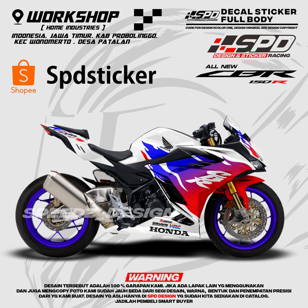 Jual decal stiker all new cbr150r fire blue nsr full body racing ...