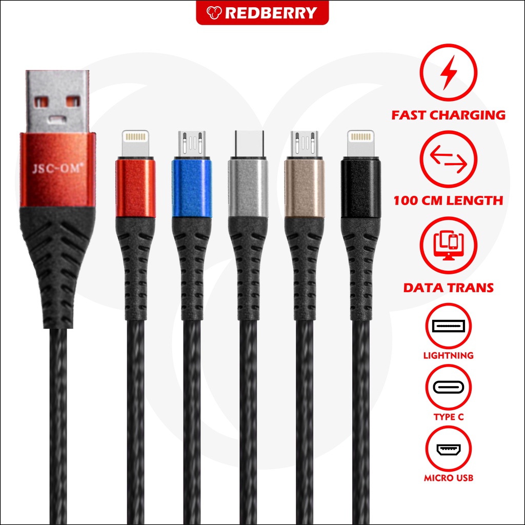 Jual Kabel Data JSC J-200 Fast Charging METAL Lightning Type C Micro ...