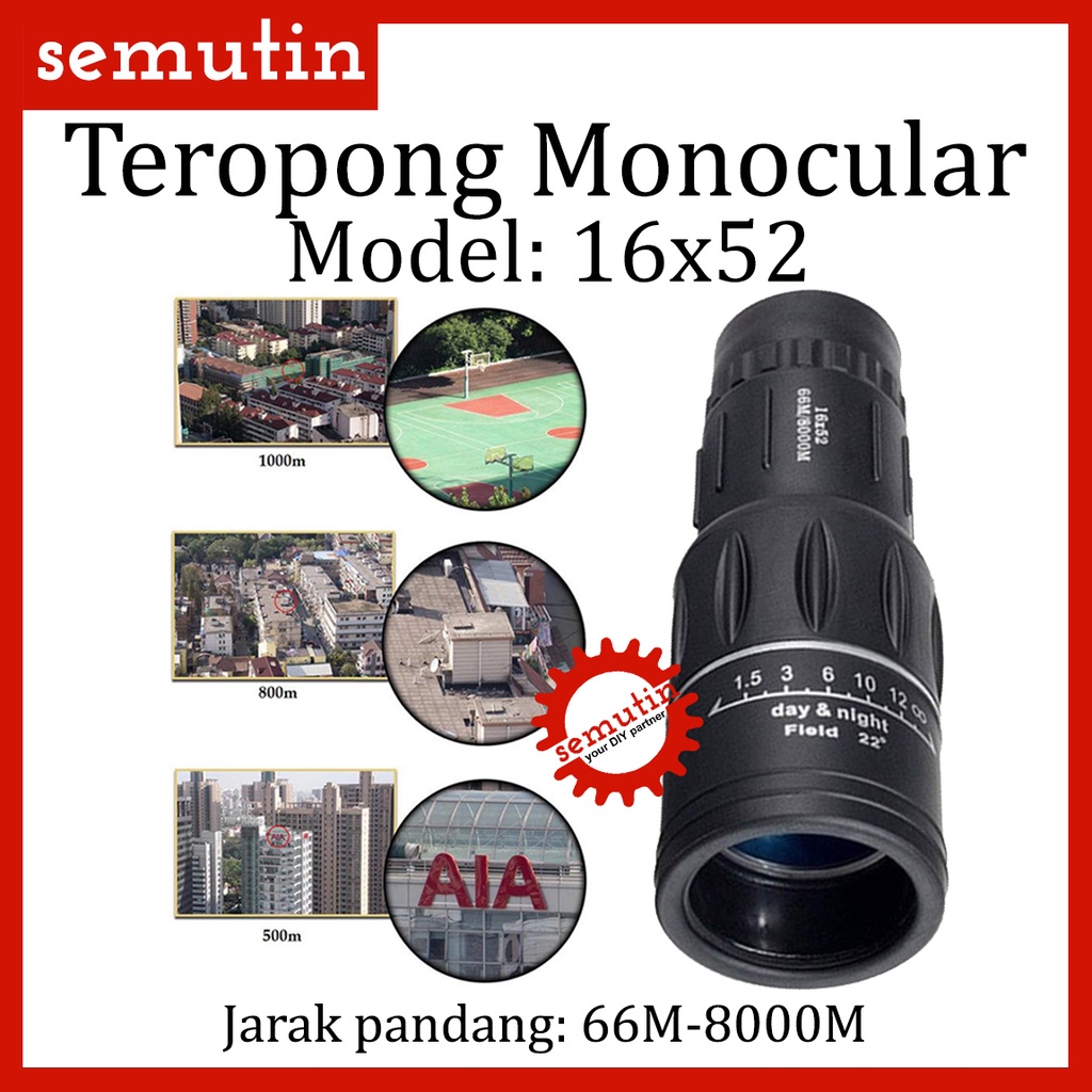 Jual Teropong Monocular 16x52 / Teleskop Monokuler 66M-8000M / Focus ...