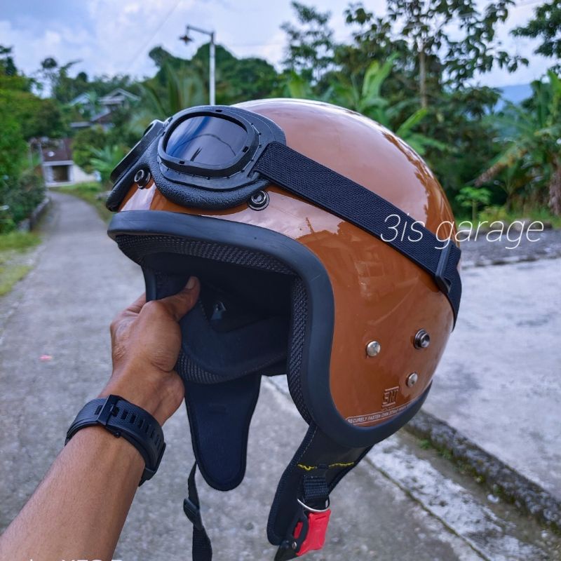 Jual HELM BOGO RETRO PILOT FULL LEHER SNI ORIGINAL | Shopee Indonesia