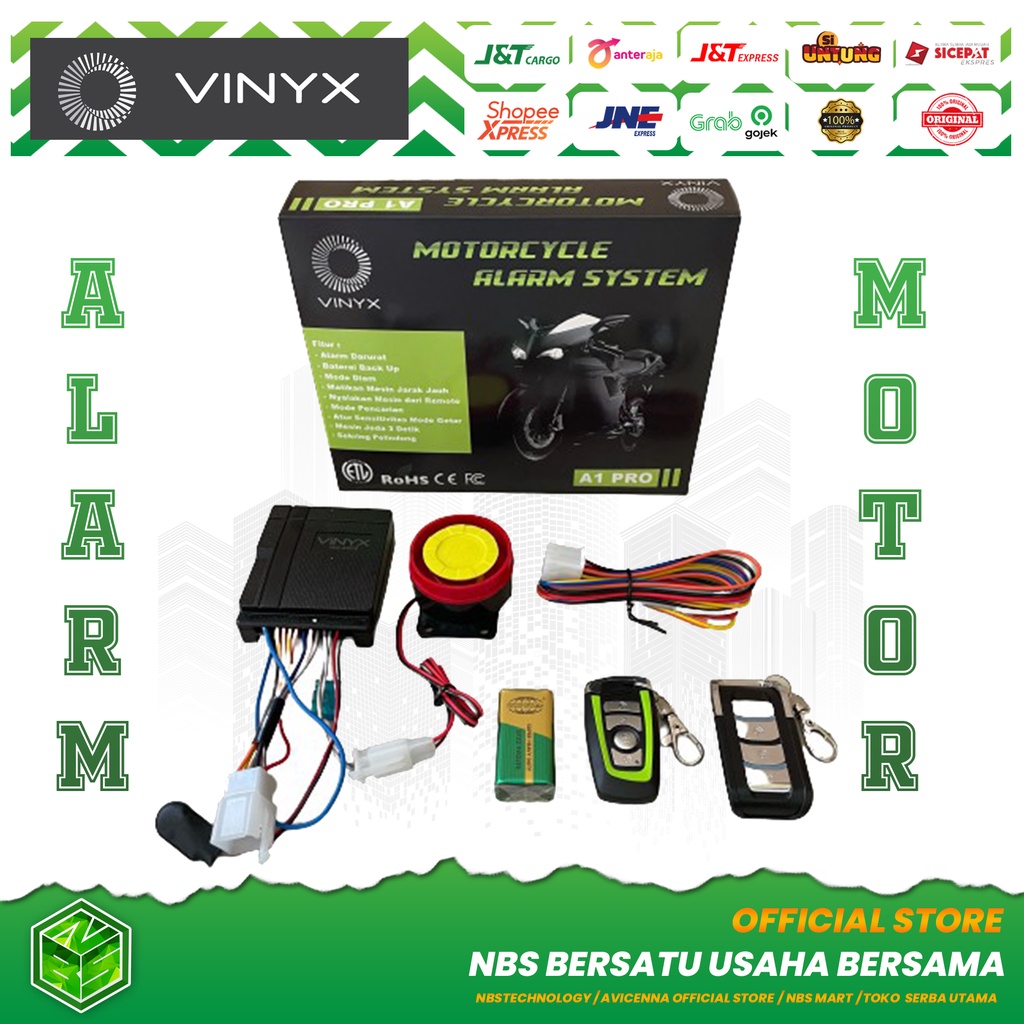 Jual (NBS) Alarm Motor VINYX A1 Pro Remote Stater Jarak Jauh + Baterai ...