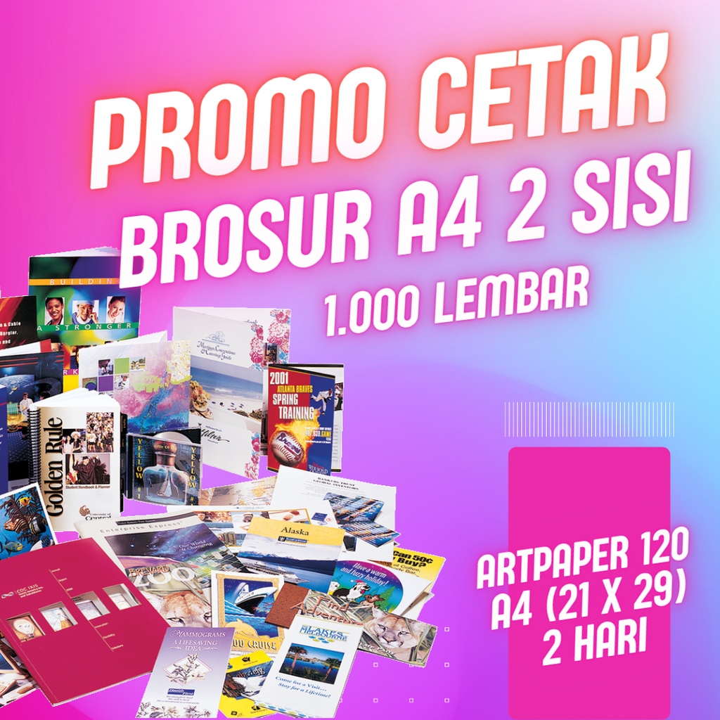 Jual CETAK BROSUR A4 2 SISI 1000 Lembar 2-3 HARI | Shopee Indonesia