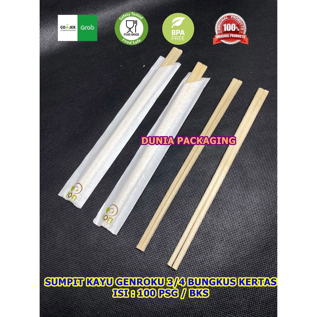 Jual Sumpit Kayu Genroku Kayu Bungkus kertas 3/4 isi 100pcs per pack ...