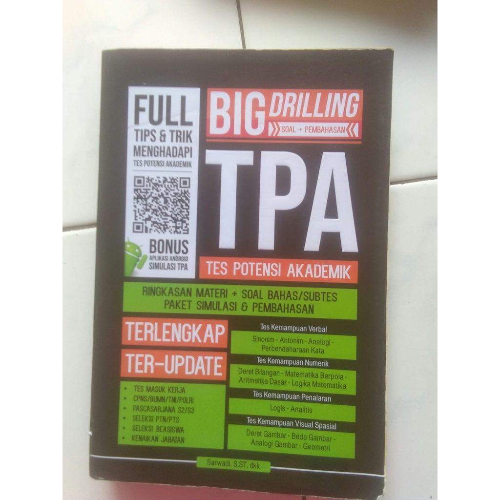Jual Buku Tes Potensi Akademik TPA Soal dan Pembahasan Sarwadi Penerbit ...