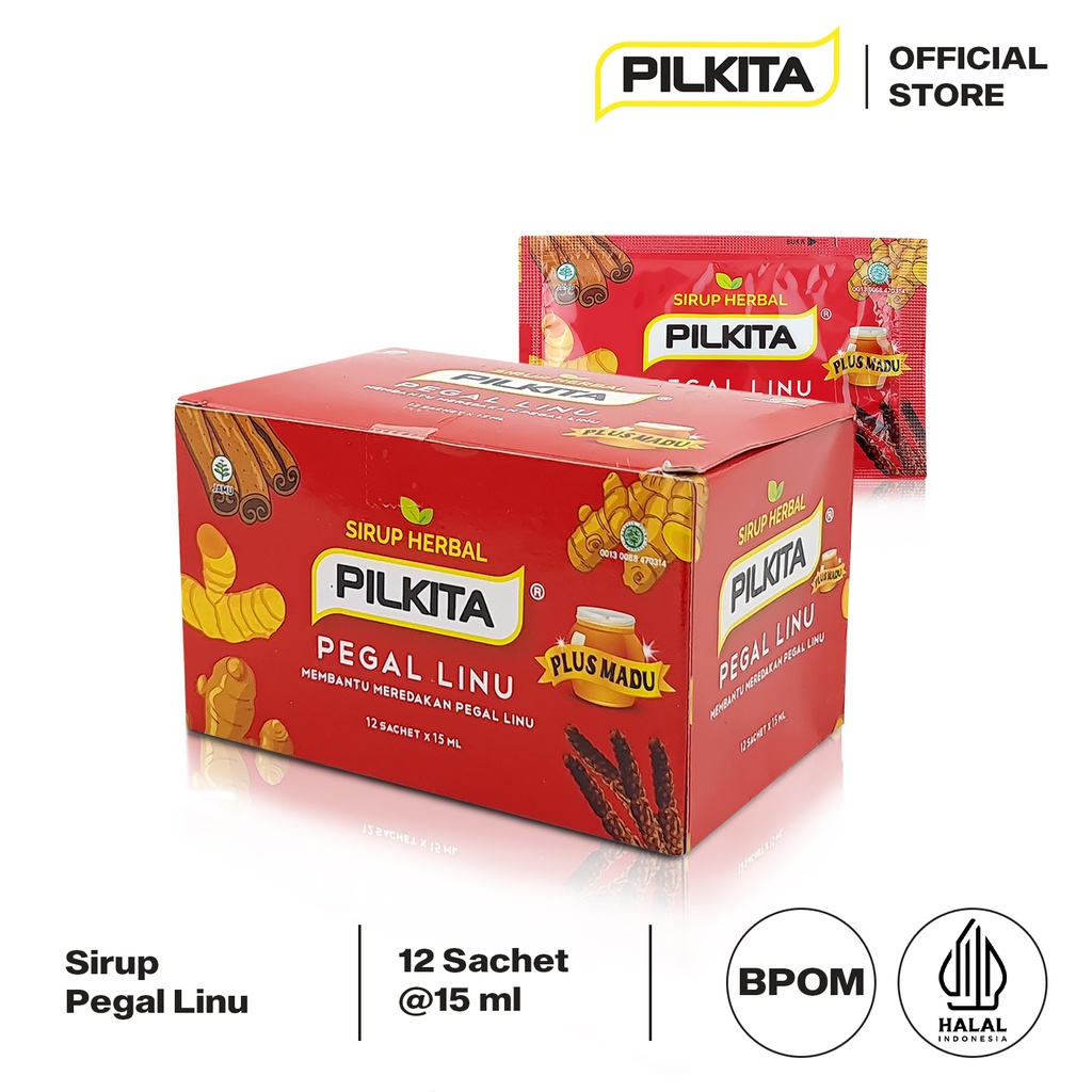 Jual PILKITA Sirup Herbal Pegal Linu 12 Sachet Isi 15 ML BPOM Halal ...