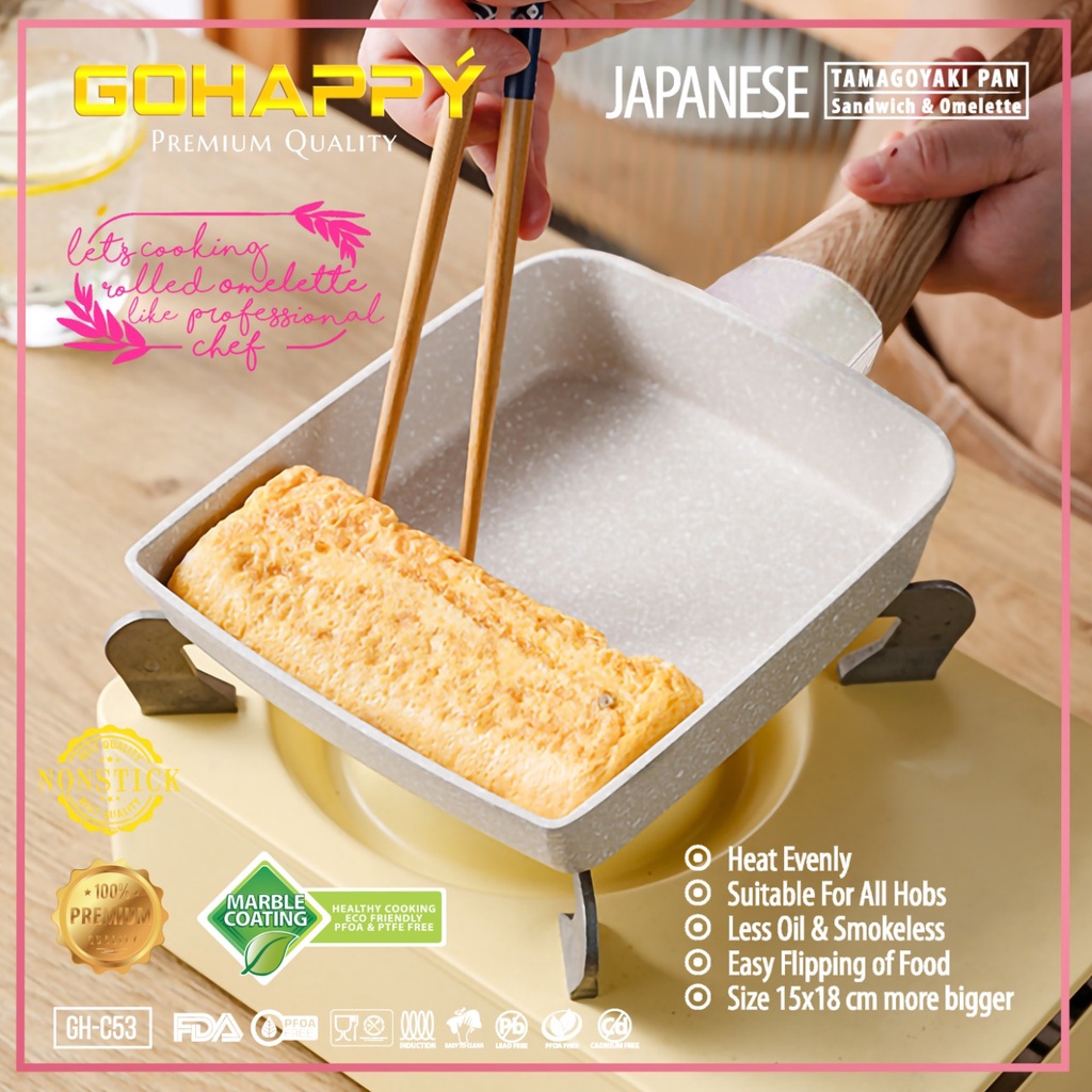 Jual Panci Tamagoyaki Japanese Gohappy GH-C53 Square egg pan - cetakan ...