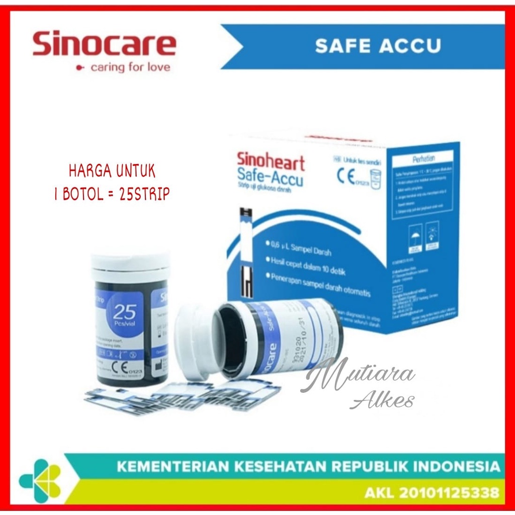 Jual (MUTIARA ALKES) STRIP SINOCARE Gula Safe-Accu / Stik SINOCARE ...