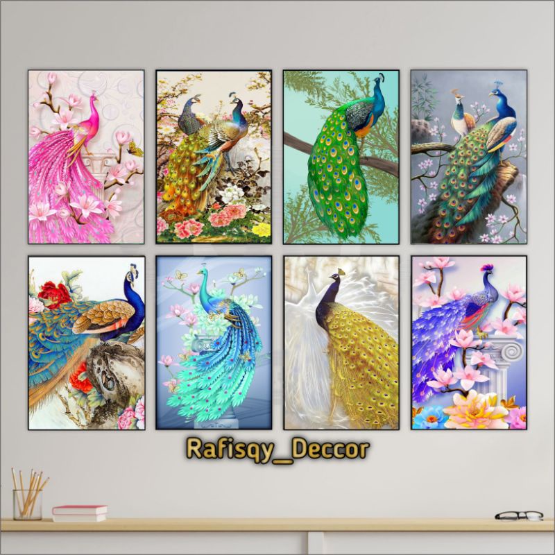 Jual Hiasan dinding burung merak cantik+bingkai kayu 30x15 cm | Shopee ...