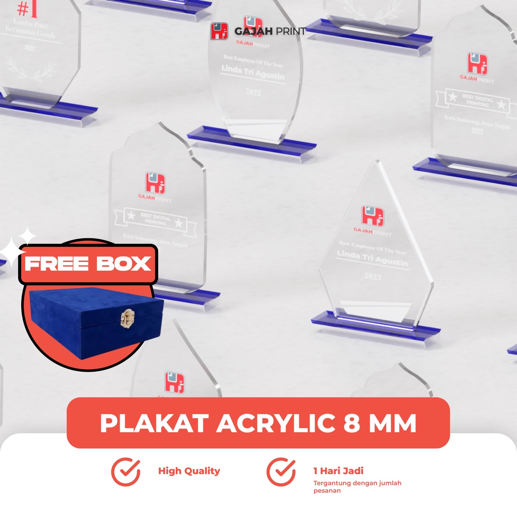 Jual Plakat Acrylic Custom 8 mm + Box Bludru /Piagam Penghargaan ...