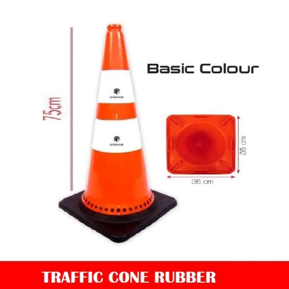 Jual Traffic Cone GoSave 75cm / Kerucut Lalu Lintas / Safety Cone Rubber 75 - PUTIH KUNING ...