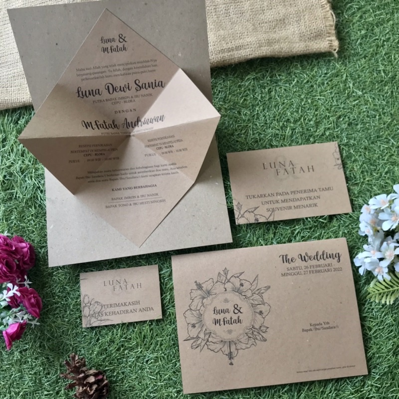 Jual Undangan custom rustic 3D + rami (RPL01) | Shopee Indonesia