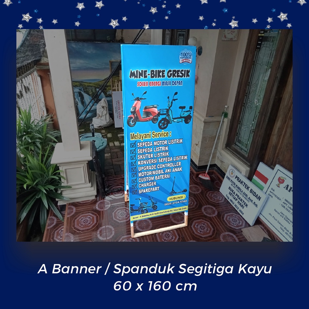 Jual A Spanduk / Banner Segitiga Kayu 60 x 160 cm | Shopee Indonesia
