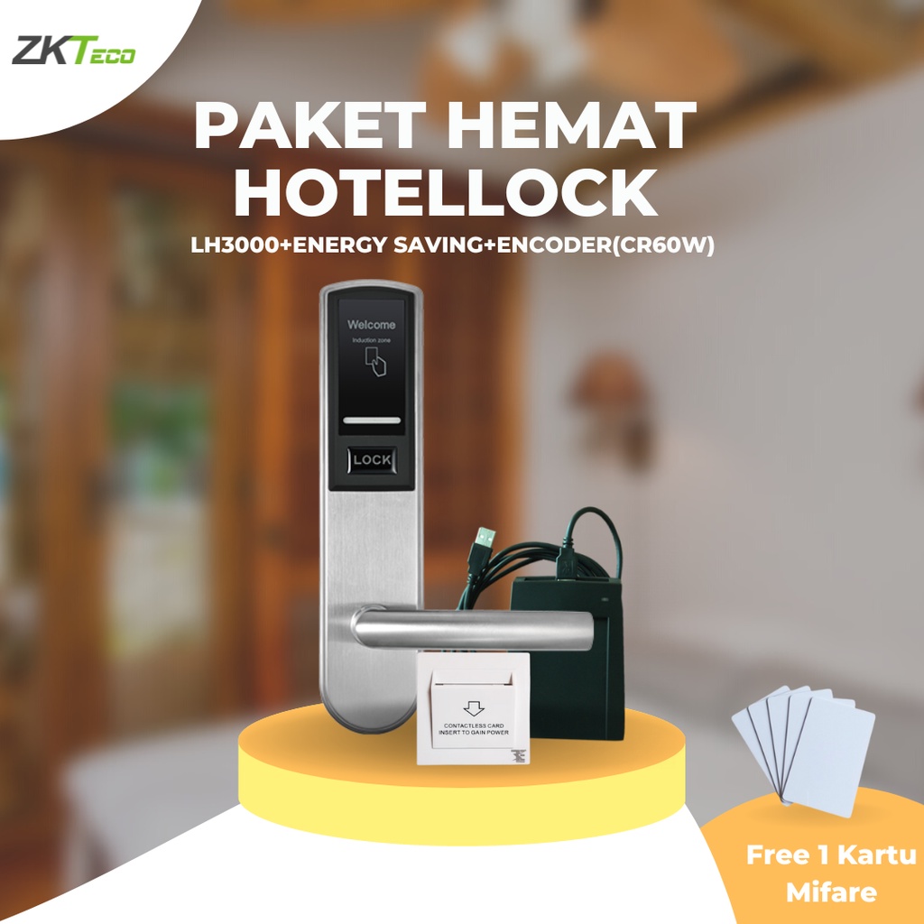Jual Handle Pintu Digital ZKTECO LH3000 | Paket Hotel Door Lock ...