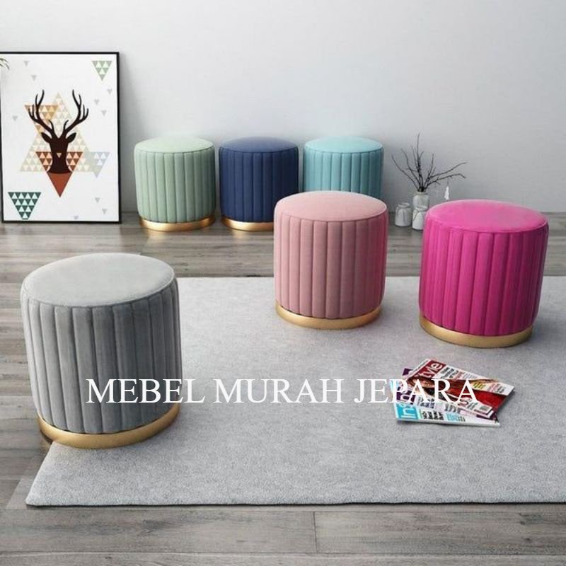 Jual MEBEL KURSI STOOL MEJA RIAS. SOFA STOOL BULAT MOTIF MURAH | Shopee ...
