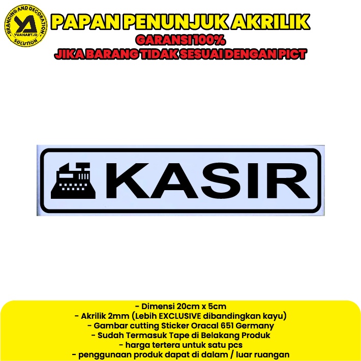 Jual papan nama stiker petunjuk akrilik sign kasir sticker peringatan ...