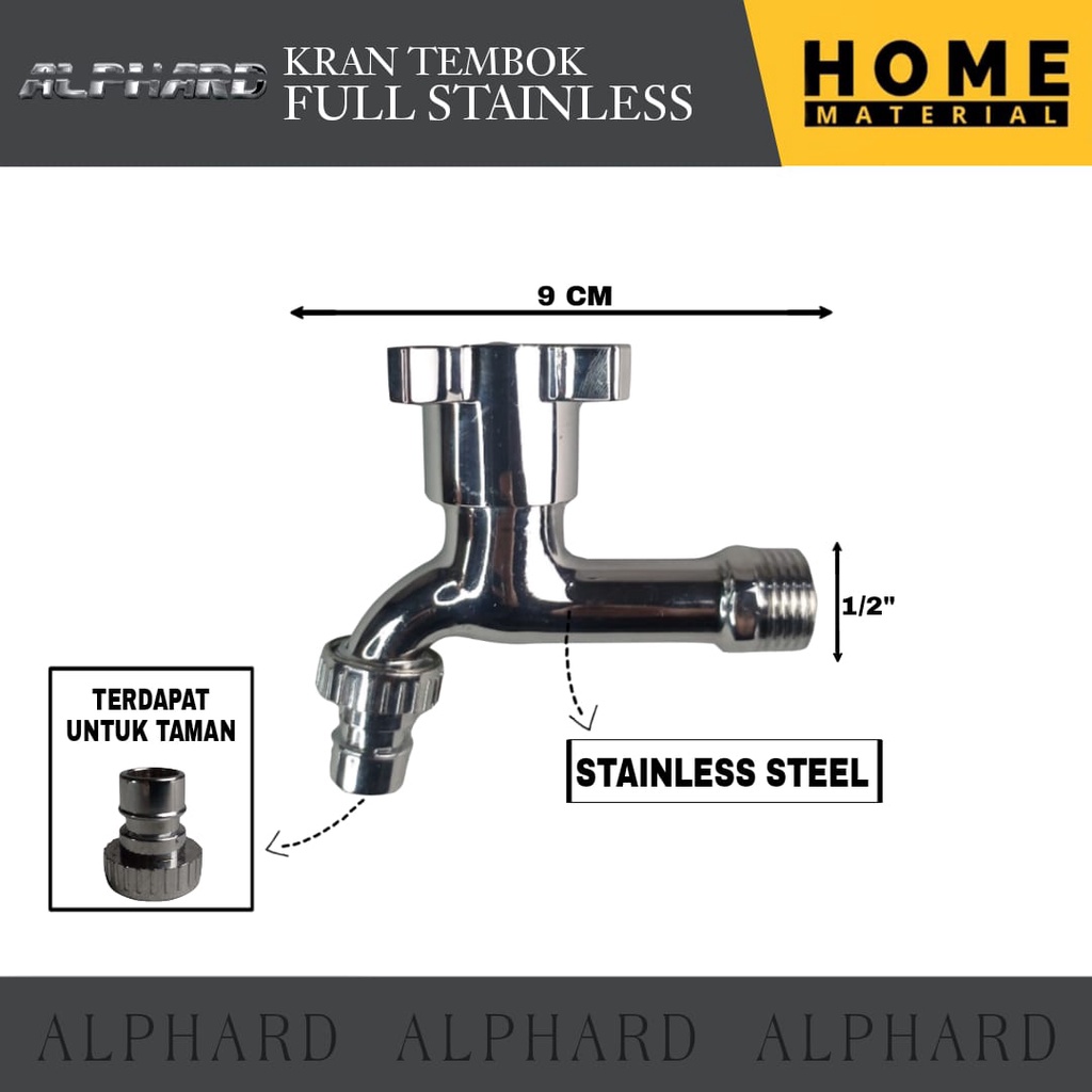 Jual KRAN TEMBOK FULL STAINLESS ALPHARD 1/2 ANTI KARAT ANTI BOCOR ...