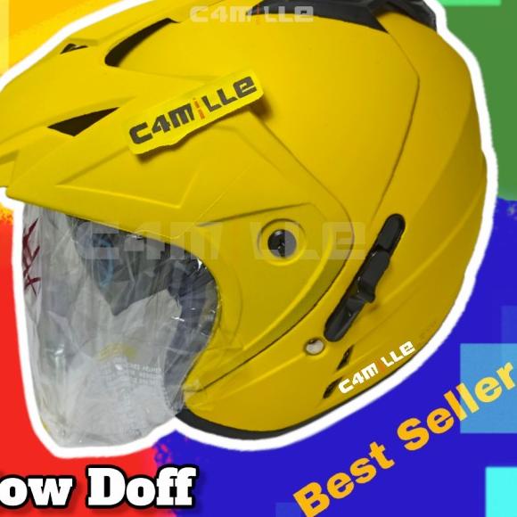 Jual HELM DUKE SOLID YELLOW LEMON DOFF DOUBLE VISOR HALF FACE MURAH SNI ...