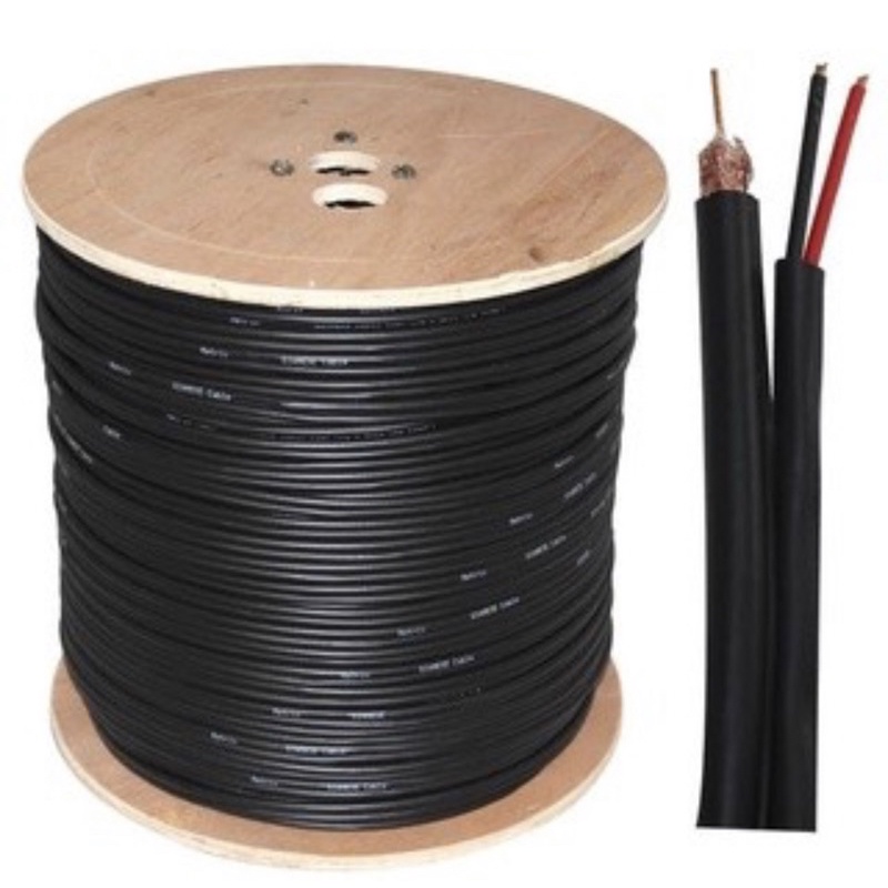Jual KABEL CCTV 300M + POWER RG6 WARNA HITAM KABEL COAXIAL | Shopee Indonesia