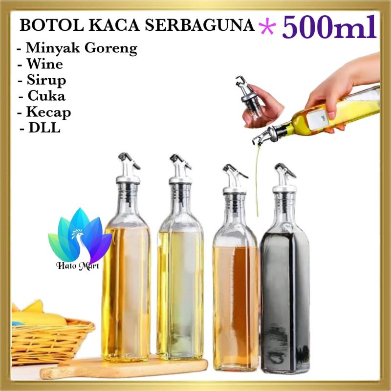 Jual HATO - (Set 2pcs) 500ml Botol Minyak Kaca - Botol kaca Serbaguna ...