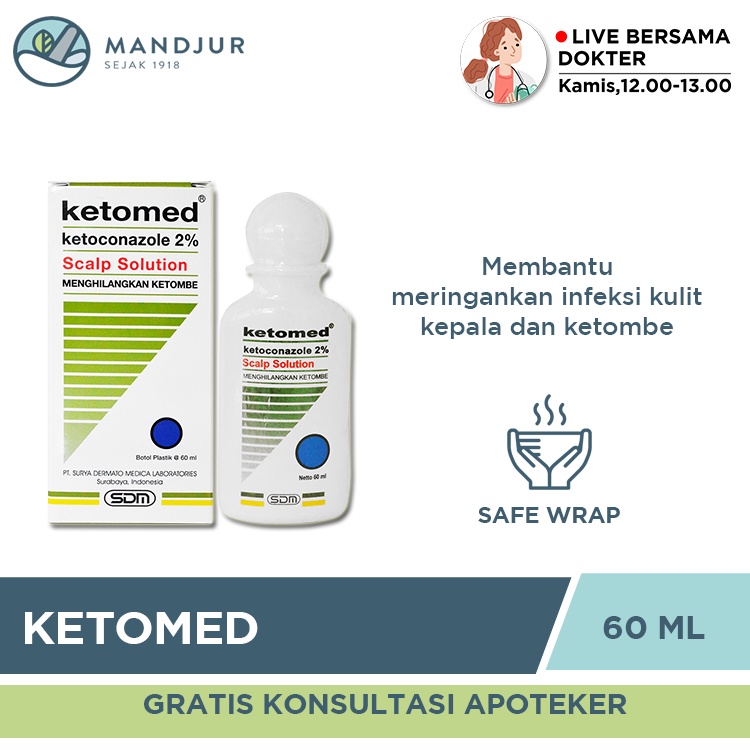 Jual Ketomed 2% Scalp Solution 60 mL - Menghilangkan Ketombe Kulit ...