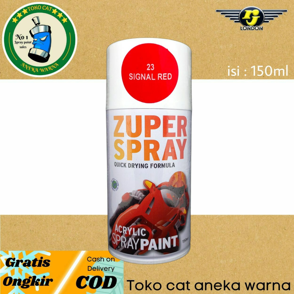 Jual cat semprot 150cc signal red merah zuper spray produk dari rj london spray paint pilok ...