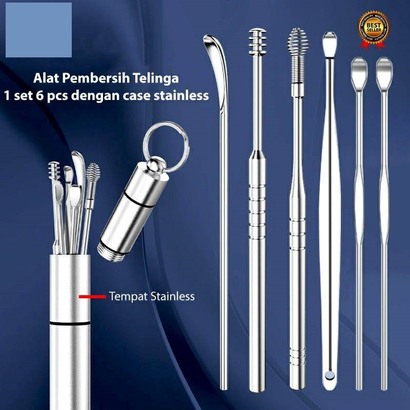 Jual Alat Pembersih Telinga Spiral Set 6 Pcs Stainless Steel - Korek ...