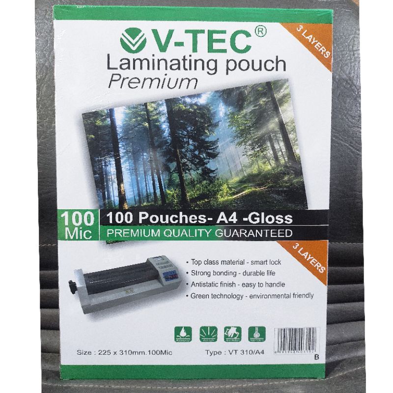 Jual plastik laminating A4 V-tec Laminating Pouch plastik laminating isi 100 lbr | Shopee Indonesia