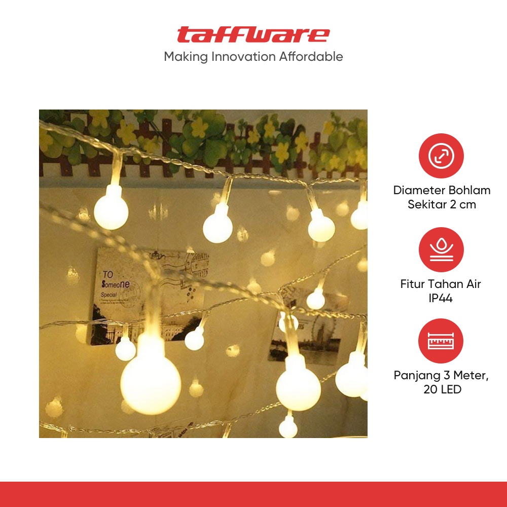 Jual TaffLED Lampu Hias Sperical Light String Portable 20 LED 3M ...